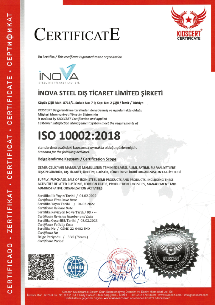 İNOVA STEEL – Demir ve Çelikte Yüksek Kalitede Ürünler