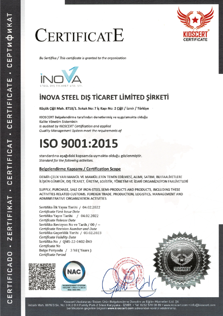 İNOVA STEEL – Demir ve Çelikte Yüksek Kalitede Ürünler